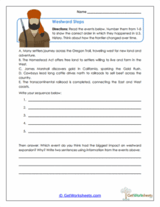 Westward Timeline Worksheet - Sequencing U.S. Expansion