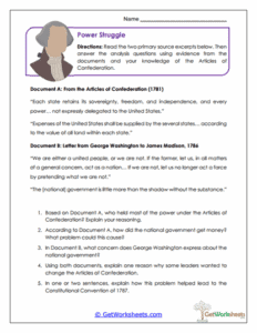 Power Analysis Worksheet - Primary Sources & Government Weakness