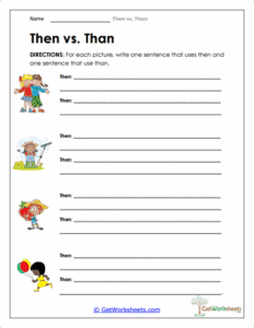 Then vs. Than Worksheets - GetWorksheets.com