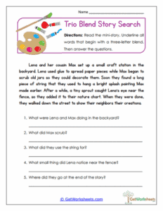 Three-Letter Blends Worksheets | Phonics Collection - GetWorksheets.com