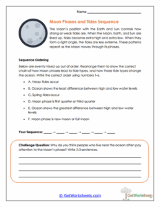 Tidal Sequence Worksheet - Moon Phases & Tide Patterns