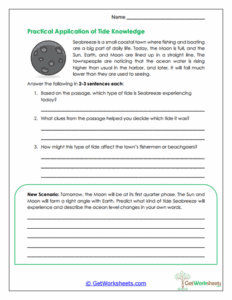 Tides and Their Relation to the Moon Worksheets - GetWorksheets.com