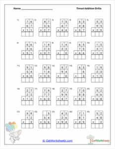 Timed Addition Drills Worksheets - GetWorksheets.com