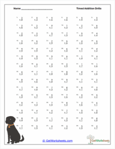 Single-Digit Speed Grid Worksheet - Timed Addition Fluency