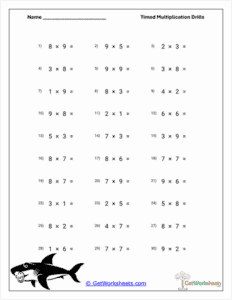 Shark-Themed Fluency - Multiplication Fact Practice