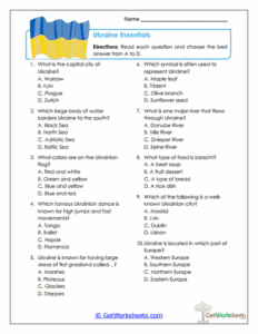 Essentials Quiz Worksheet - Ukraine Facts & Test Skills