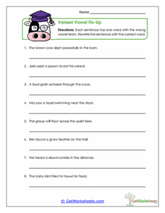 Variant Vowels Worksheets | Phonics Collection - GetWorksheets.com