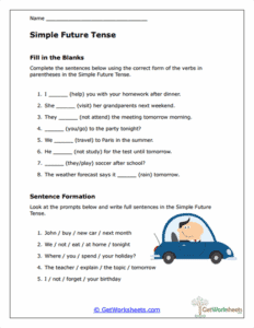 Simple Future Review Worksheet - Will + Verb Practice
