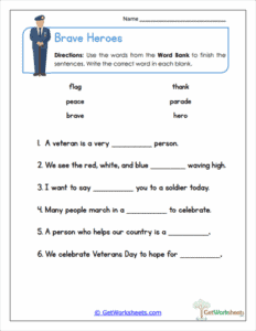 Veterans Day Worksheets - GetWorksheets.com