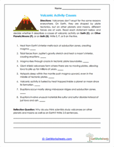 Volcanoes Worksheets - GetWorksheets.com