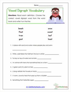 Vowel Digraphs Worksheets | Phonics Collection - GetWorksheets.com