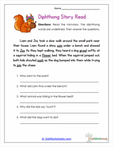 Diphthong Reading Passage & Questions Worksheet