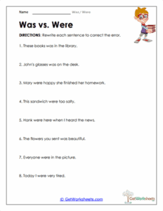 Correcting Was/Were Errors Worksheet - Grammar & Editing Practice