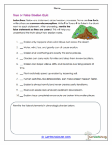 Weathering and Erosion Worksheets - GetWorksheets.com