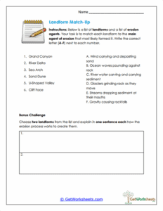 Weathering and Erosion Worksheets - GetWorksheets.com