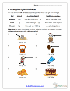 Weight & Mass Worksheets - GetWorksheets.com