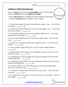 Weight & Mass Worksheets - GetWorksheets.com