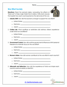 World War II Worksheets - GetWorksheets.com