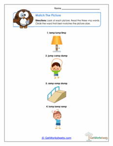 Match the Picture Worksheet - -MP Blend Words